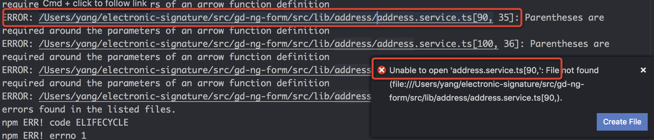 Keep getting "Unable to open : File not found" when clicking on Problem ...