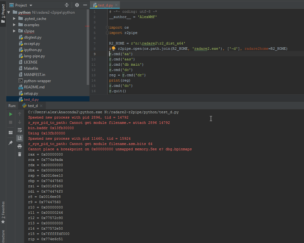 r2pipe python (dc) problem · Issue #97 · radareorg/radare2-r2pipe · GitHub