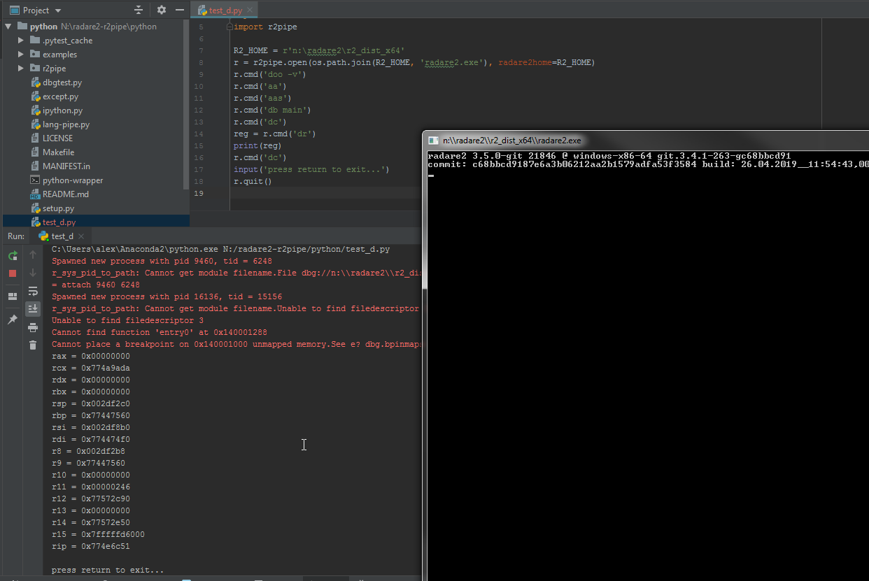 r2pipe python (dc) problem · Issue #97 · radareorg/radare2-r2pipe · GitHub