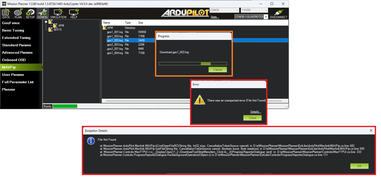 Mavftp Download Broken · Issue 3242 · Ardupilotmissionplanner · Github 