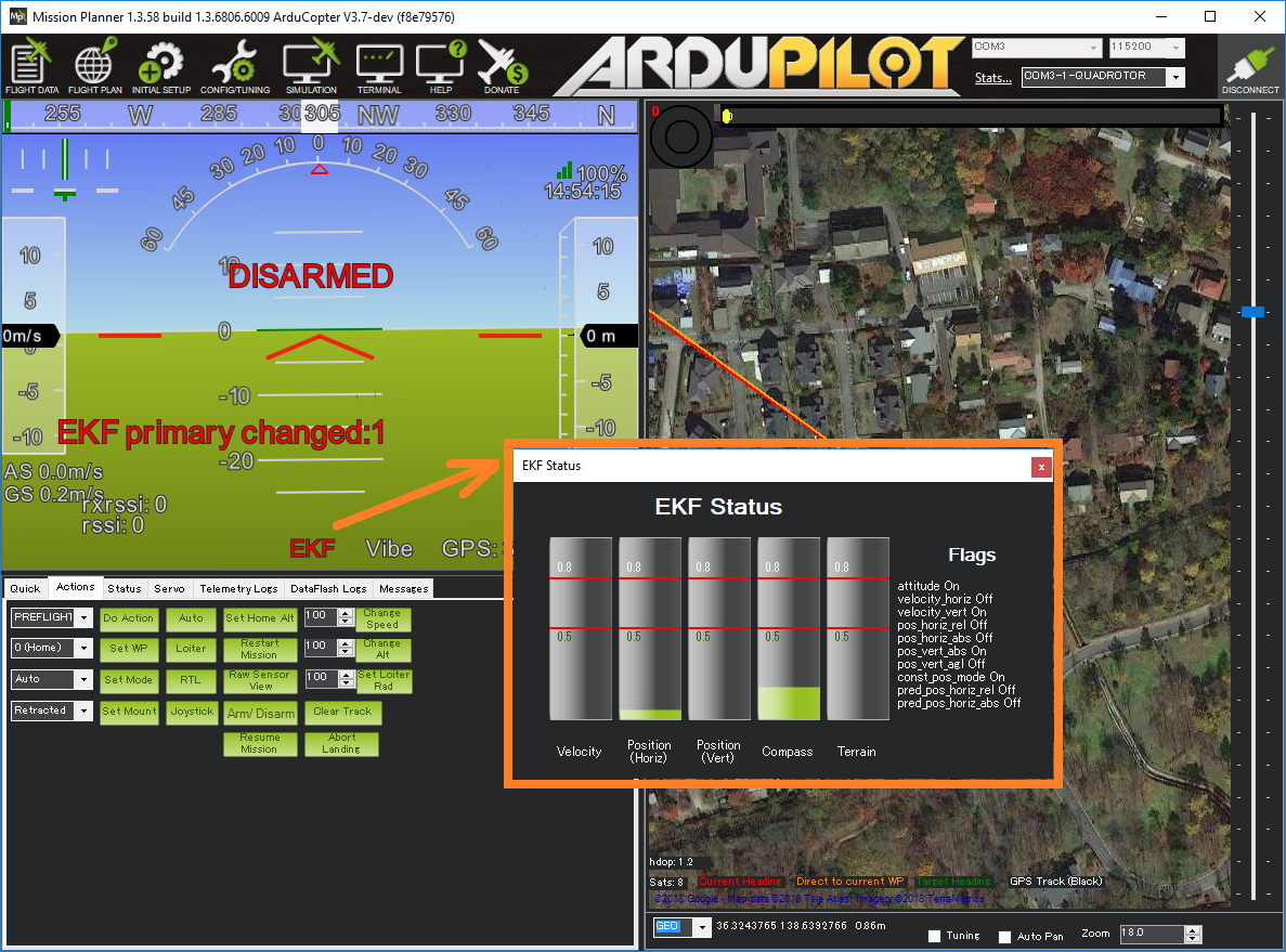 EKF label on HUD remains red after reboot · Issue #1933 · ArduPilot/MissionPlanner · GitHub