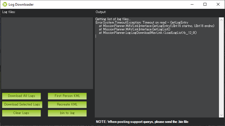 Handle log file list timeout with prettier error message · Issue #2254 · ArduPilot ...