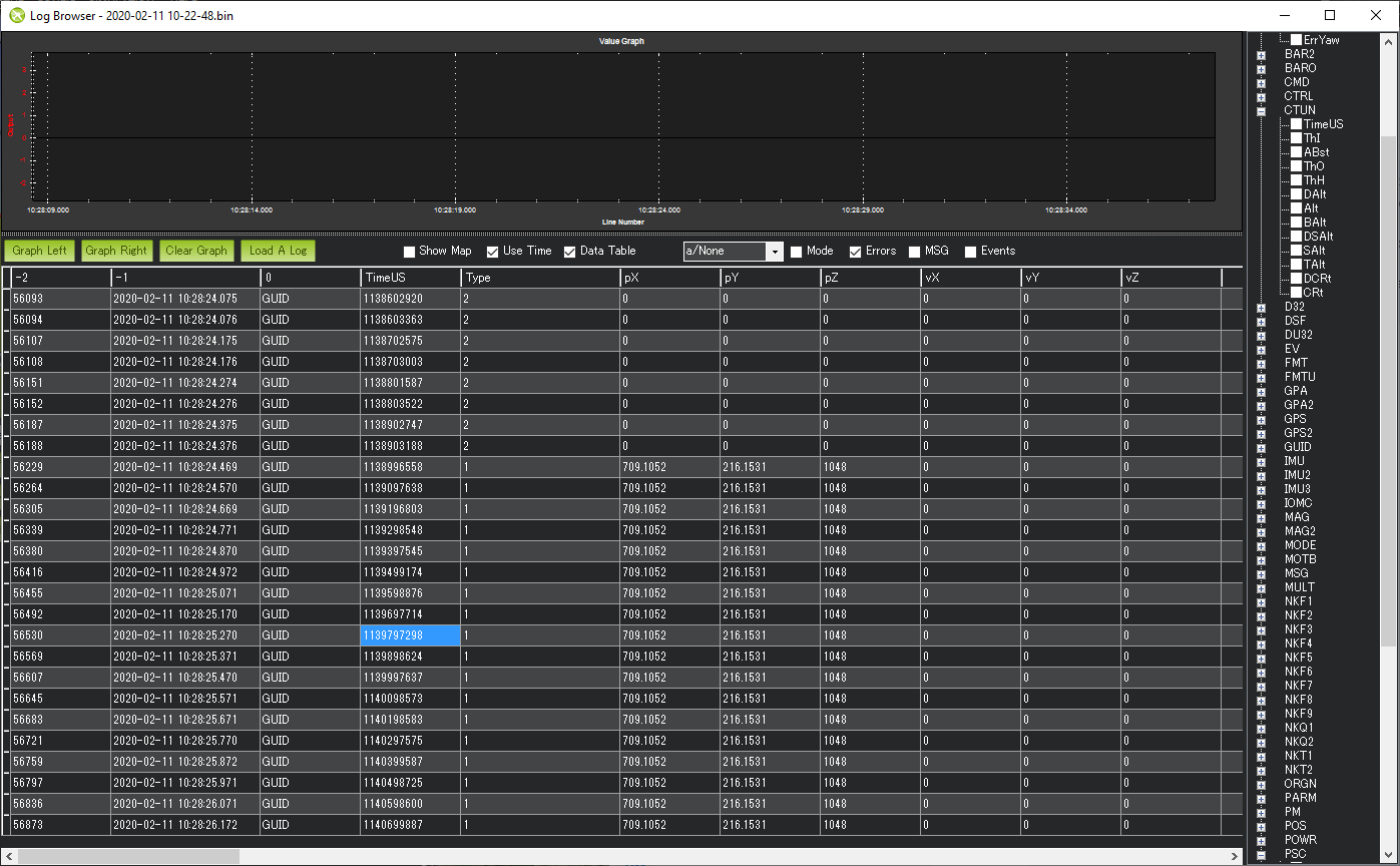 Log viewer resets DataTable/Graph split when window is made wider · Issue #2333 · ArduPilot ...