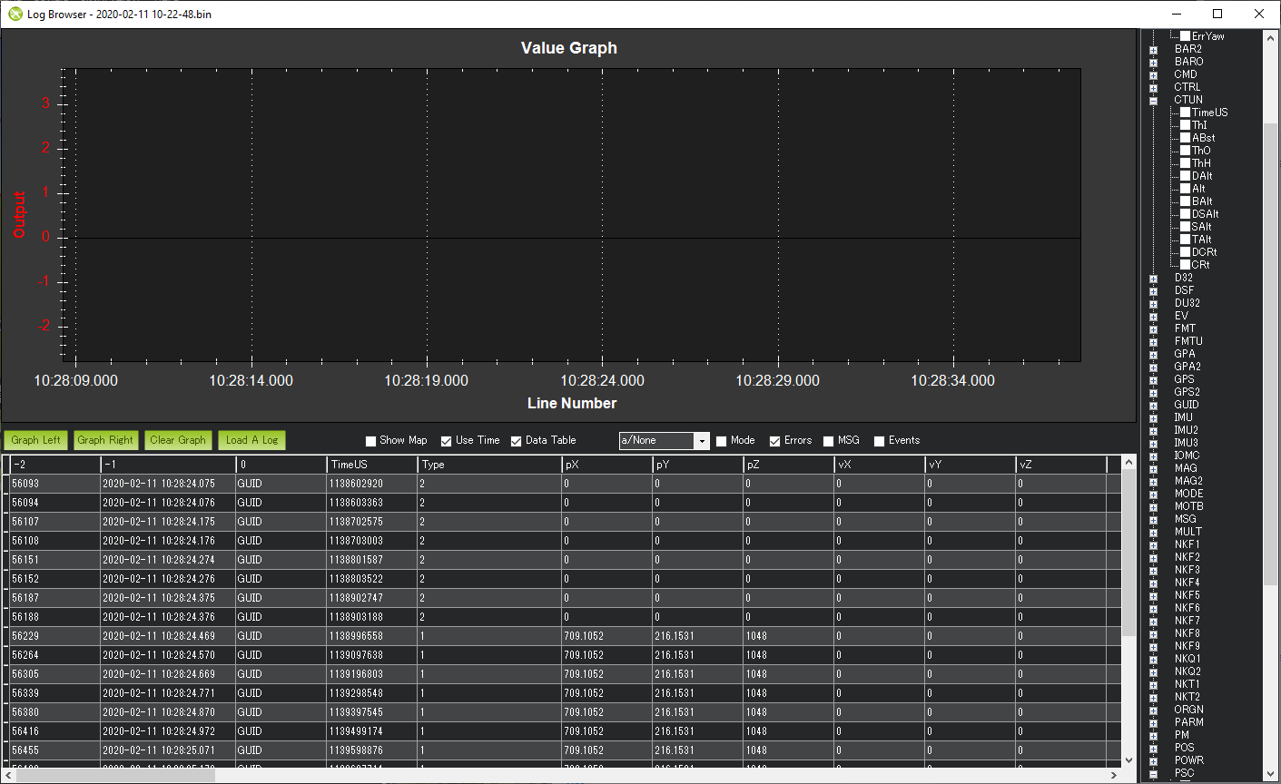 Log viewer resets DataTable/Graph split when window is made wider · Issue #2333 · ArduPilot ...