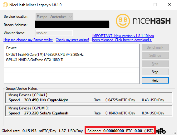 Account Balance not working anymore · Issue #1079 · nicehash/NiceHashMiner · GitHub