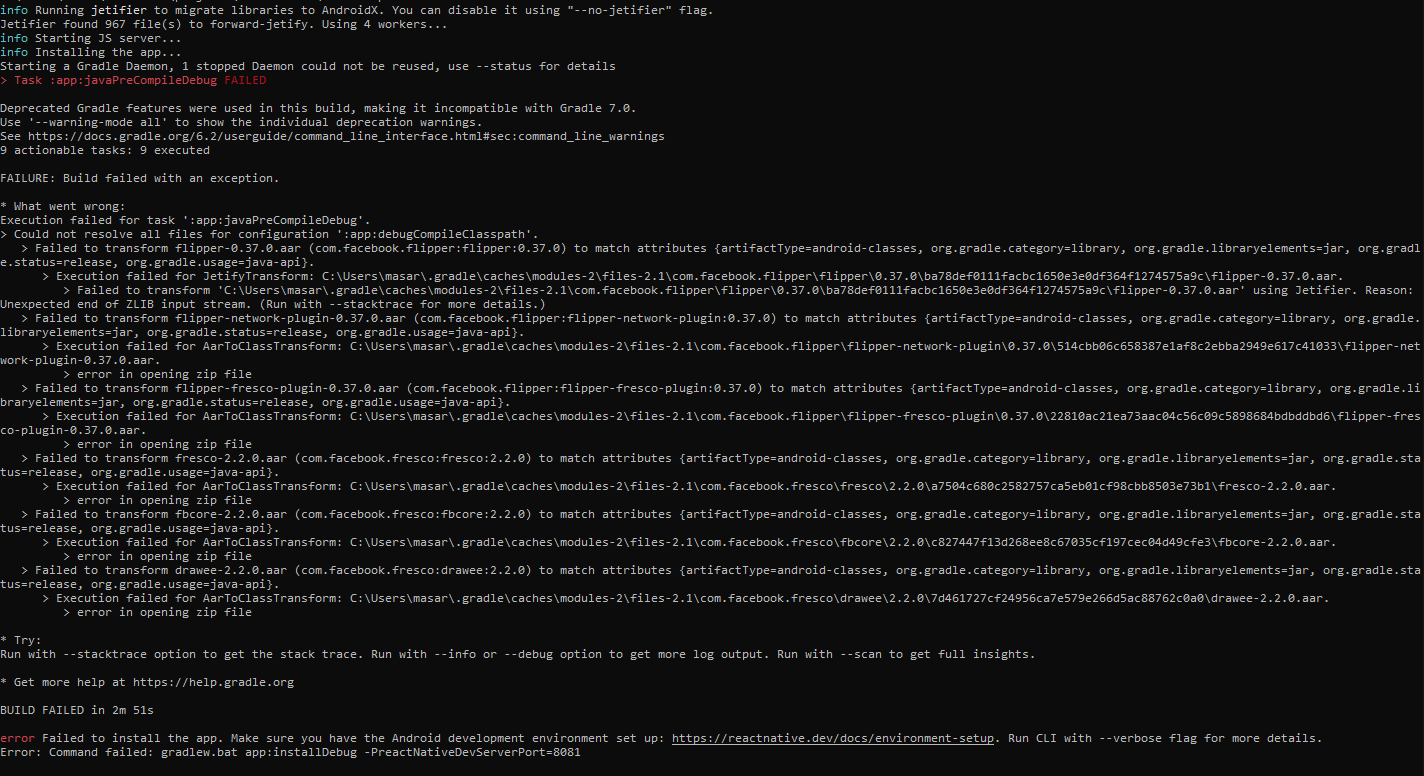 Can´t Build Android App In A New Project With 0631 · Issue 29383 · Facebookreact Native · Github 