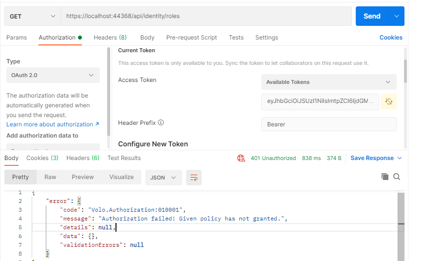 Volo Authorization 010001 When Using Access Token Against Backend Services · Issue 9214
