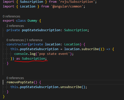 Location.subscribe wrong typedefinition and documentation · Issue ...