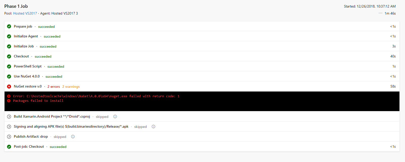 NuGet Installer Task - App is not compatible with monoandroid81 (MonoAndroid,Version=v8.1 ...