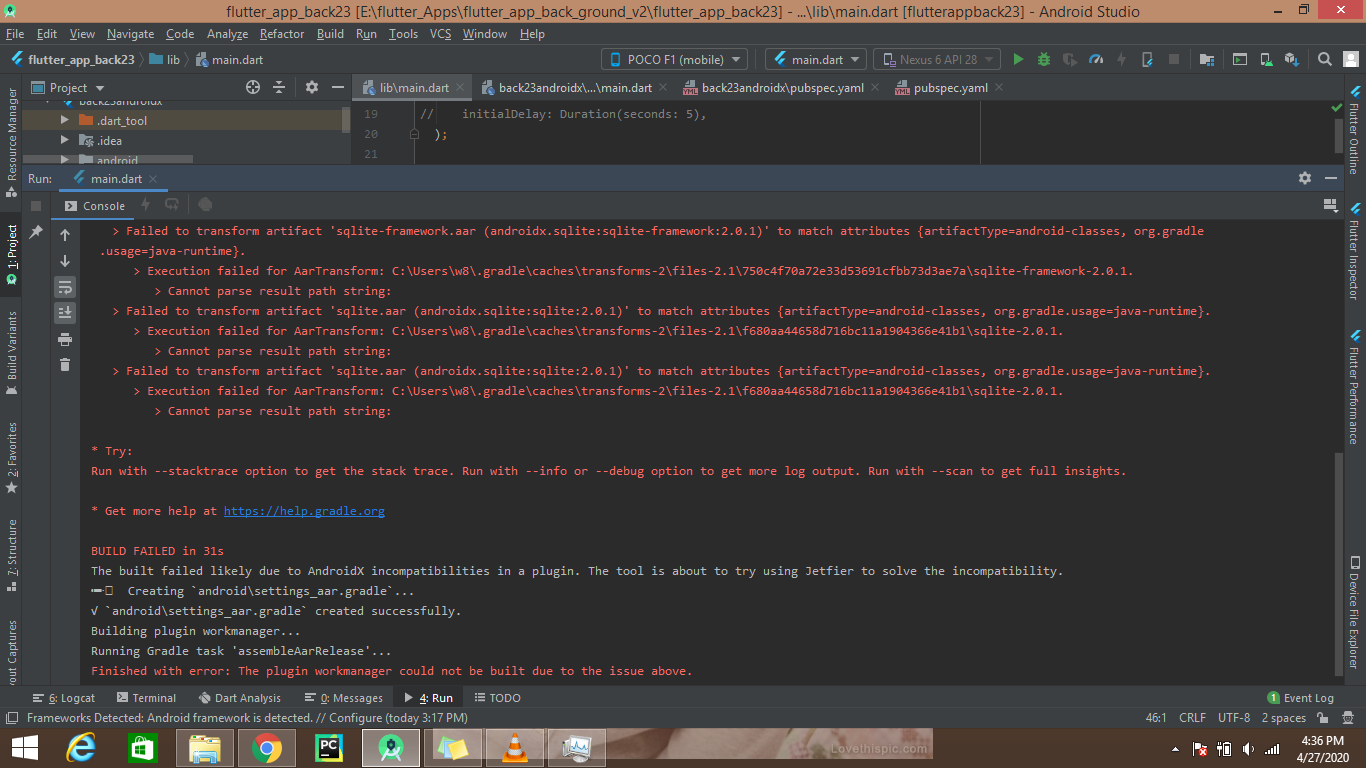 The built failed likely due to AndroidX incompatibilities in a plugin. · Issue #45158 · flutter ...