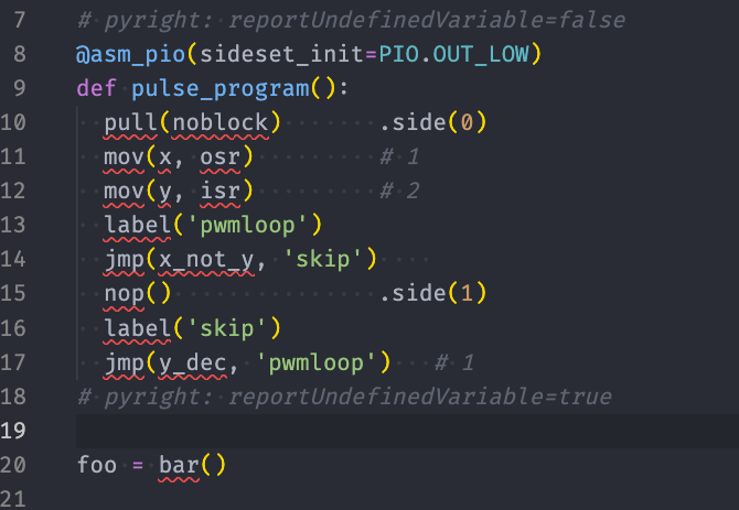 Pylance, configurable start - end of exceptions · Issue #4789 · microsoft/pyright · GitHub