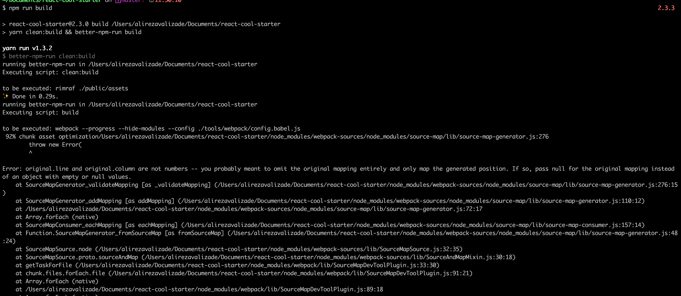 app is crashing on91% additional asset processing · Issue #176 · wellyshen/react-cool-starter ...