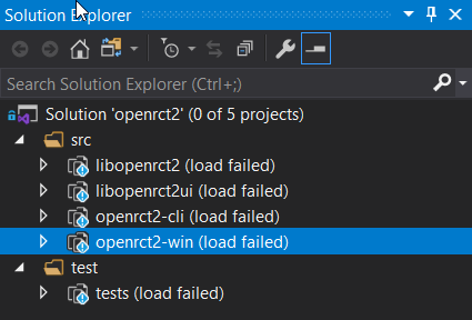 Getting 'load failed' when opening in VS 2019 Community · Issue #12227 · OpenRCT2/OpenRCT2 · GitHub