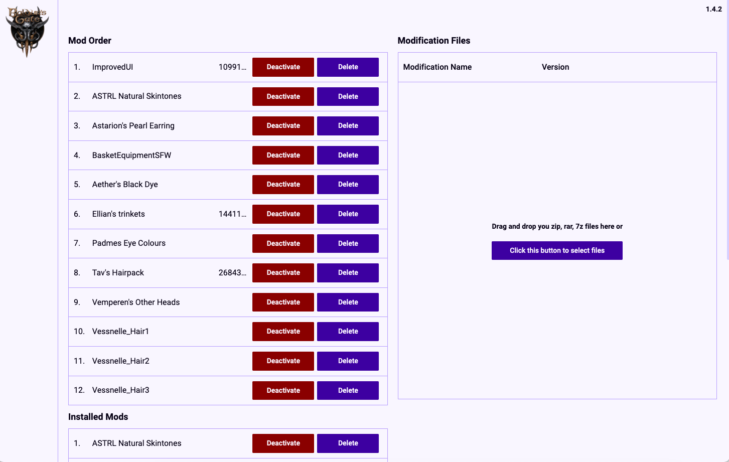 Activate button not working with ver 1.4.2 · Issue #106 · mkinfrared/baldurs-gate3-mod-manager ...
