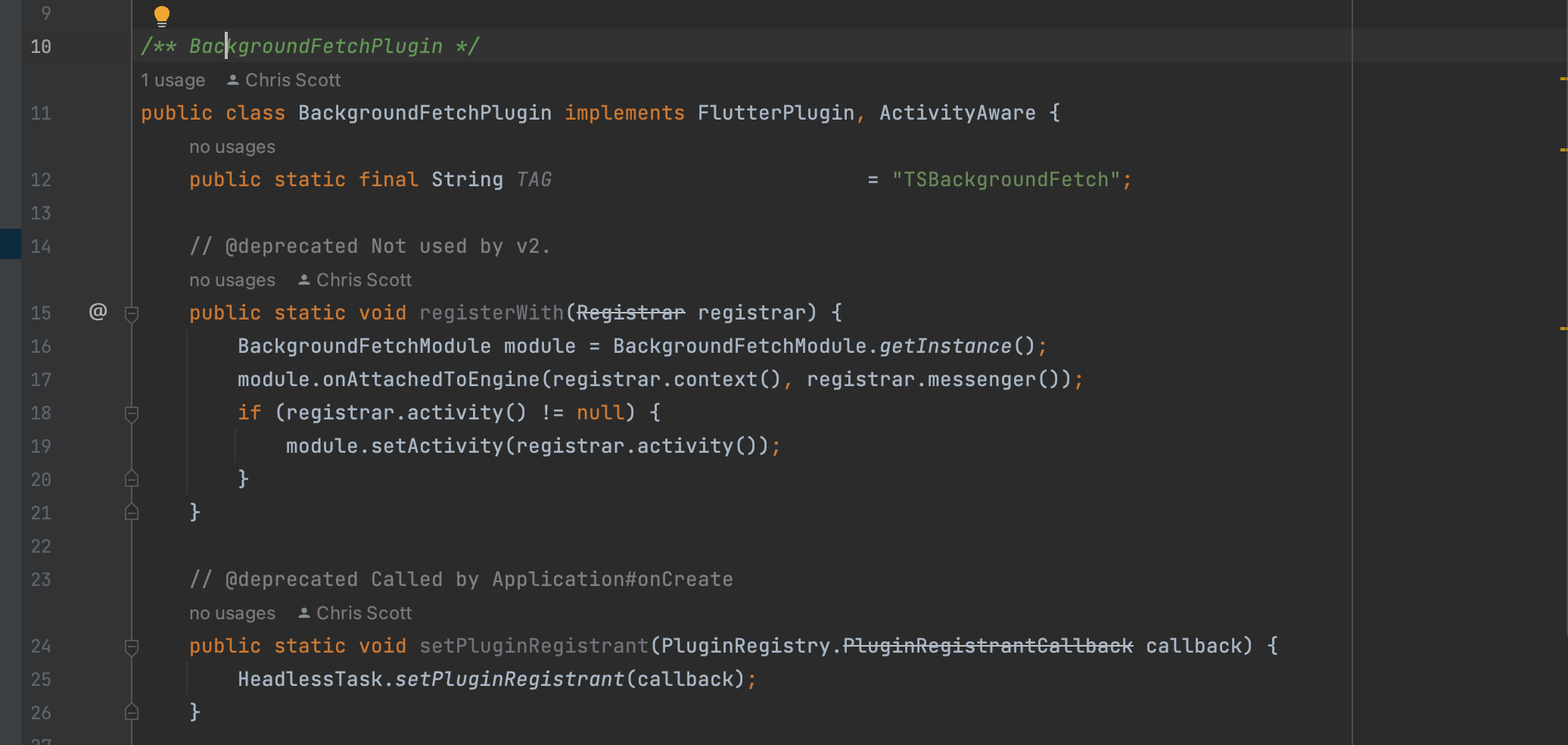 Deprecated warning on Build, io.flutter.plugin.common.PluginRegistry.Registrar · Issue #1167 ...