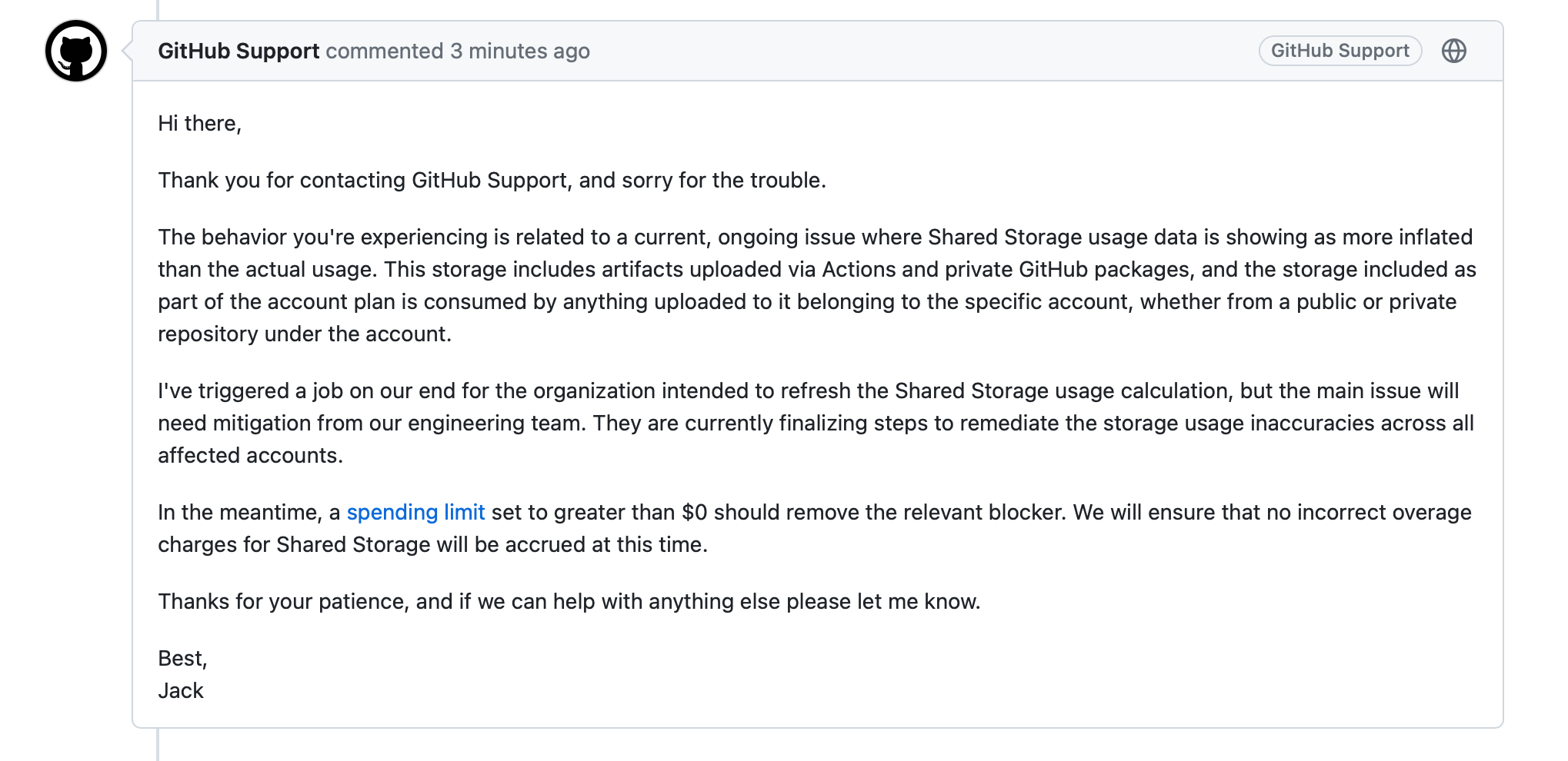 Why am I still getting "You've used 100% of included services for ...