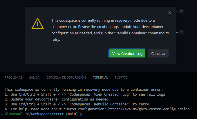Container Error Codespace Is Running In Recovery Mode · Issue 1 · Kitchingroup Codespaces Cs