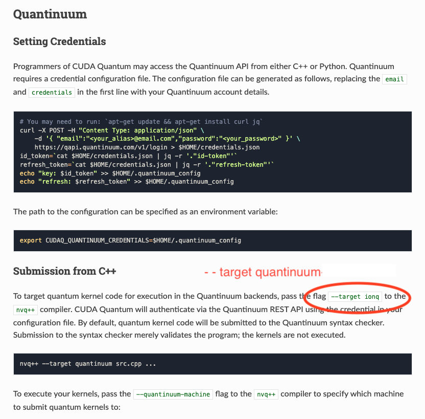 typo in documentation for using hardware · Issue #868 · NVIDIA/cuda-quantum · GitHub