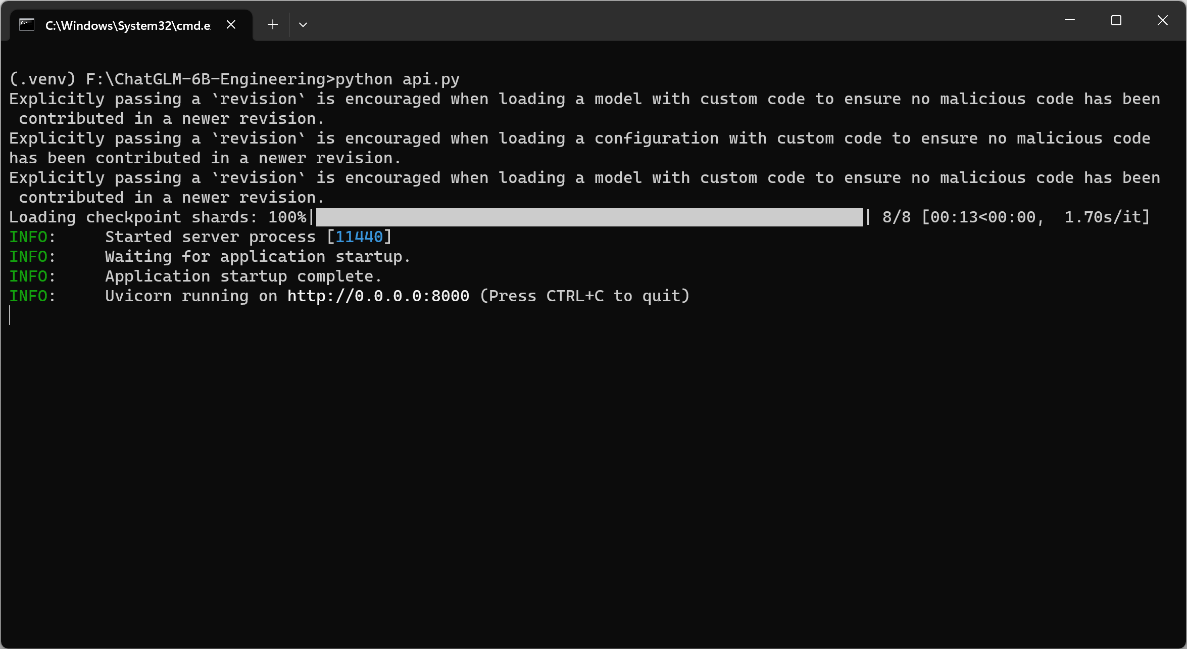 [BUG]无法正常启动项目？ · Issue #17 · LemonQu-GIT/ChatGLM-6B-Engineering · GitHub