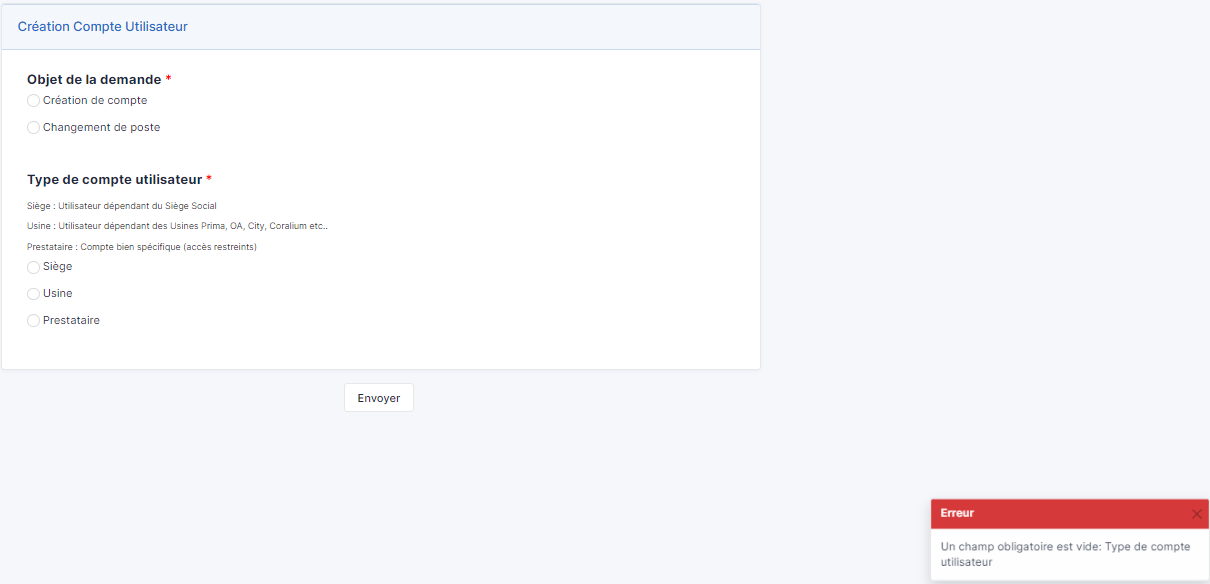 Message d'erreur "Une Erreur interne est survenue" lors de la validation d'un formulaire · Issue ...