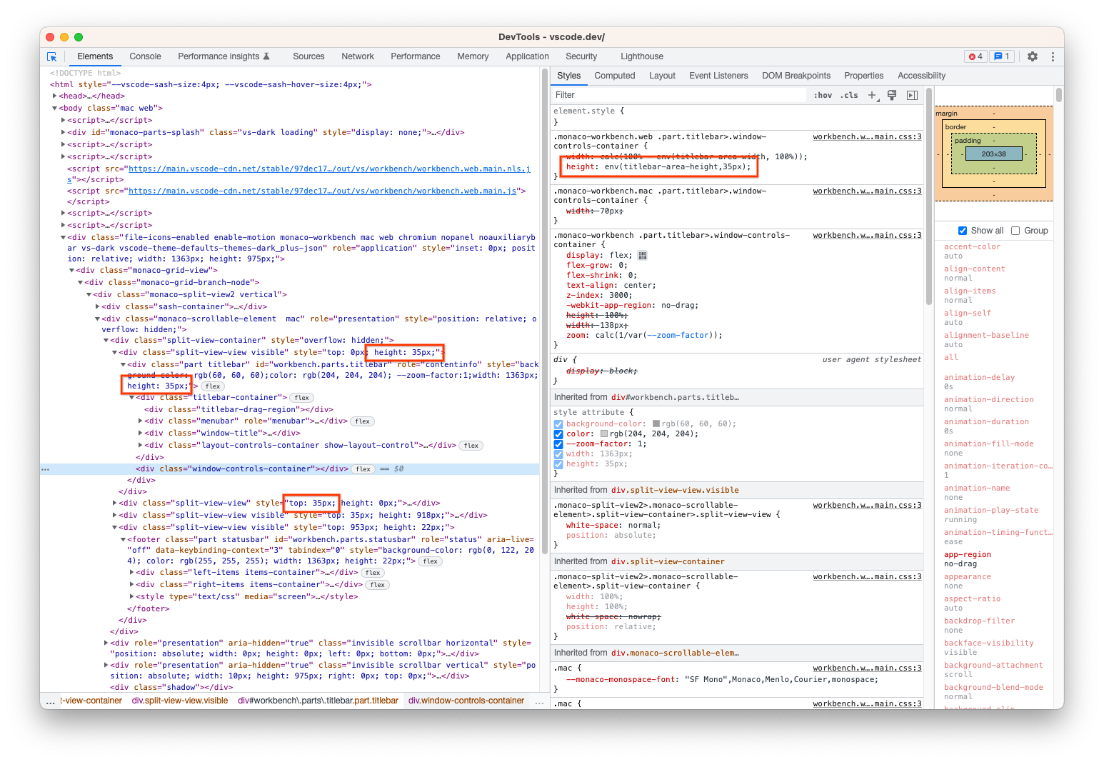 Menu too thin with WCO on Mac OS · Issue #171415 · microsoft/vscode ...