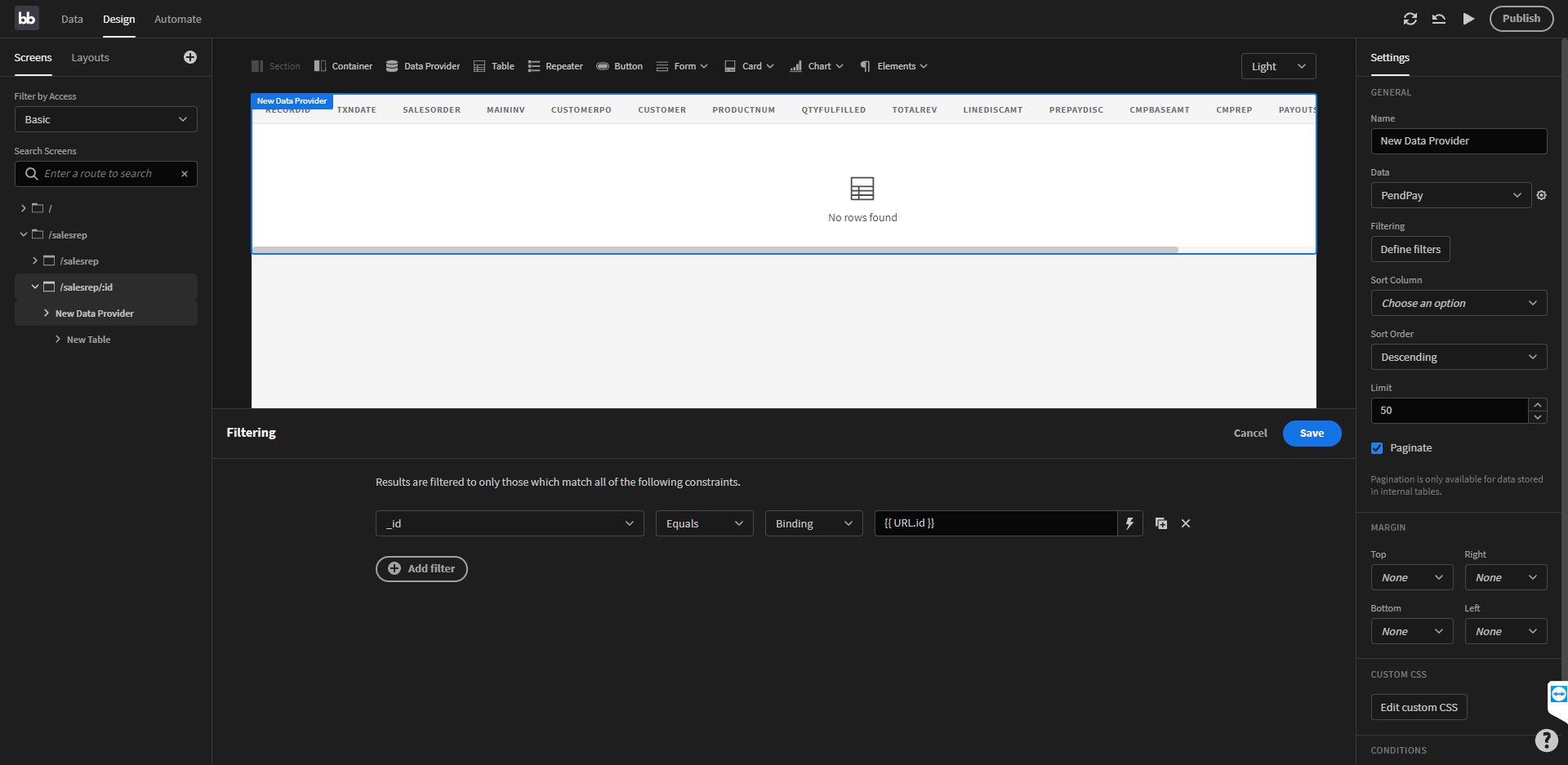 Filtering Data on Linked Screen When Using External Database (MS SQL) · Budibase budibase ...