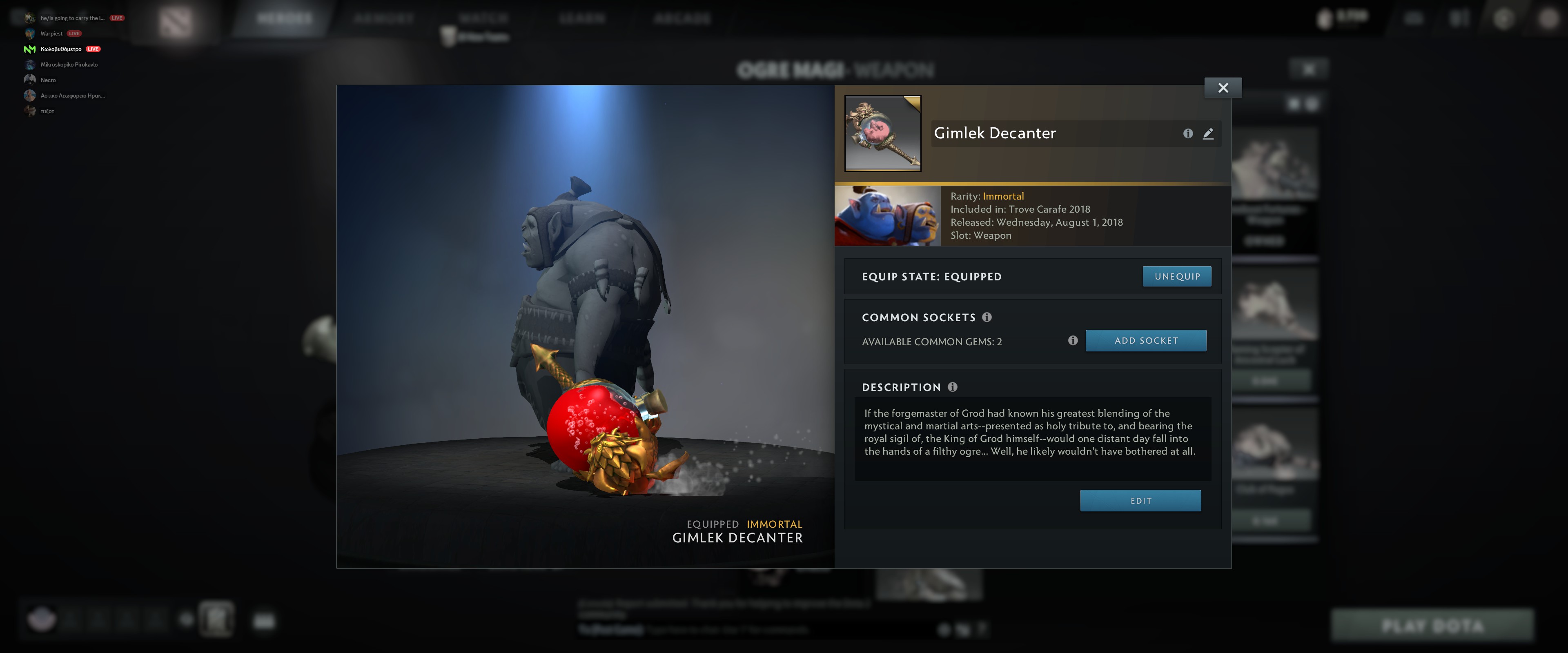 Ogre Magi's Immortal item Gimlek Decanter, bug issue with the red liquid · Issue #13392 ...