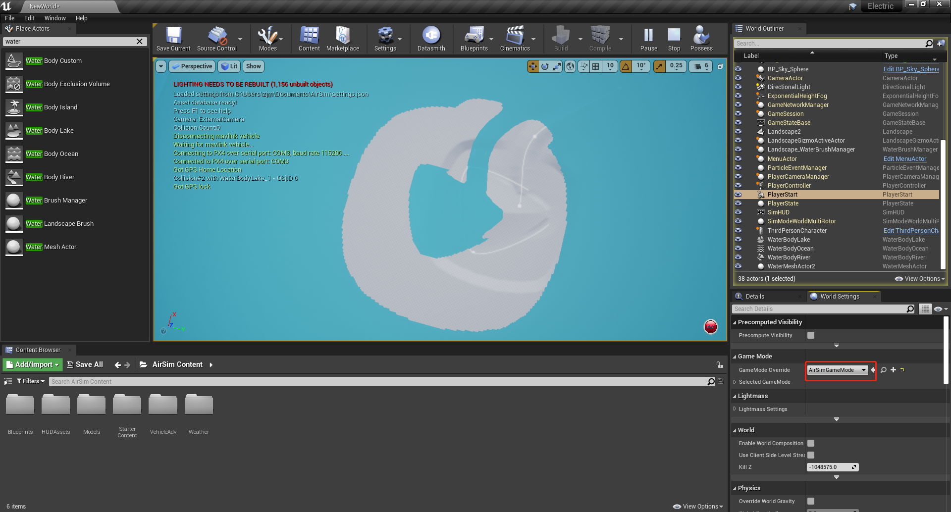 AirSim used in ue4.26 causes water position offset · Issue #3551 · microsoft/AirSim · GitHub