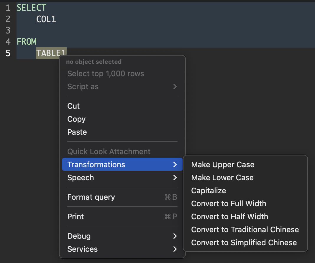 Feature Request: Hotkeys / keyboard shortcuts for "transformations" ("Make Upper Case ...