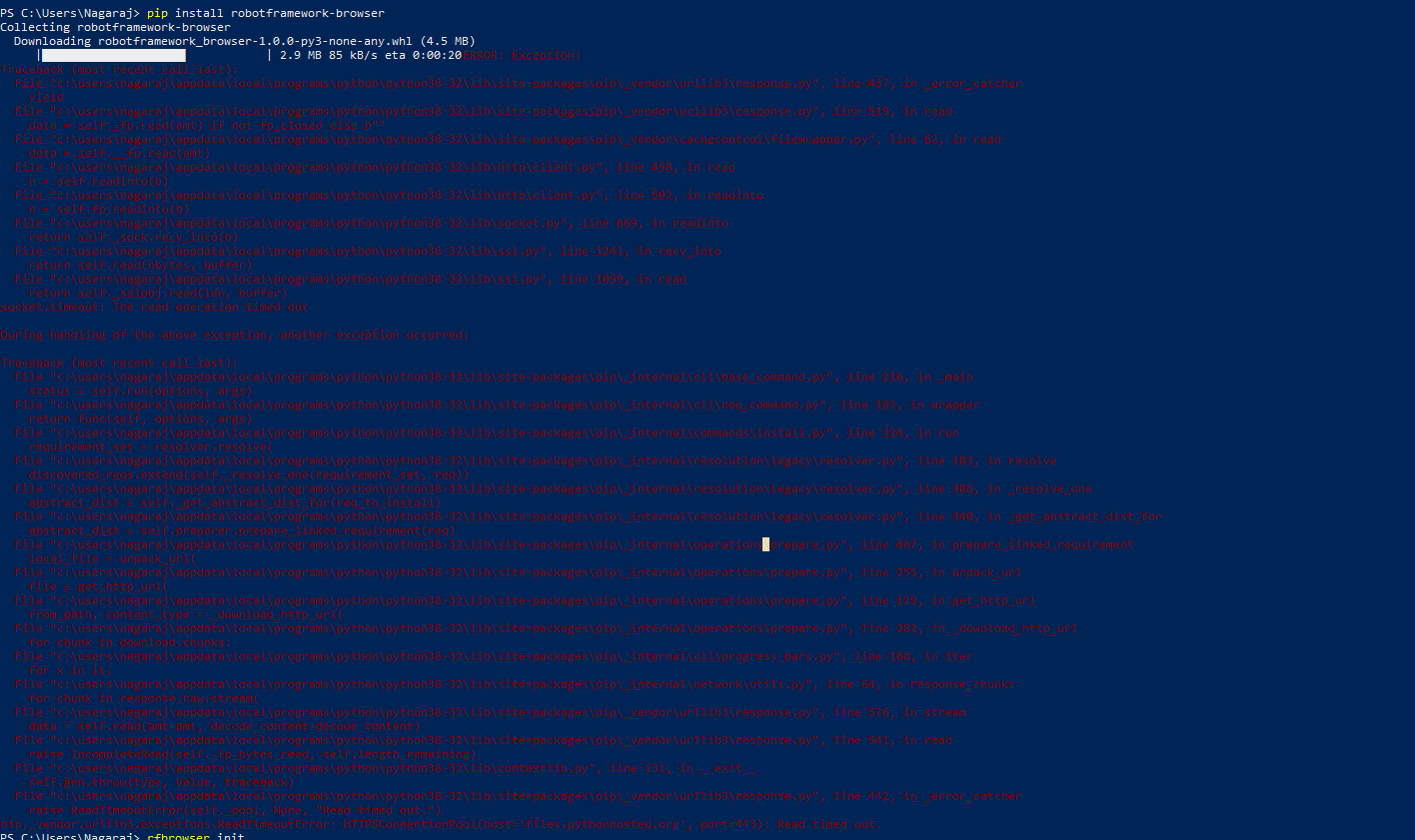 Getting The Error While Installing Robot Framework Browser Library