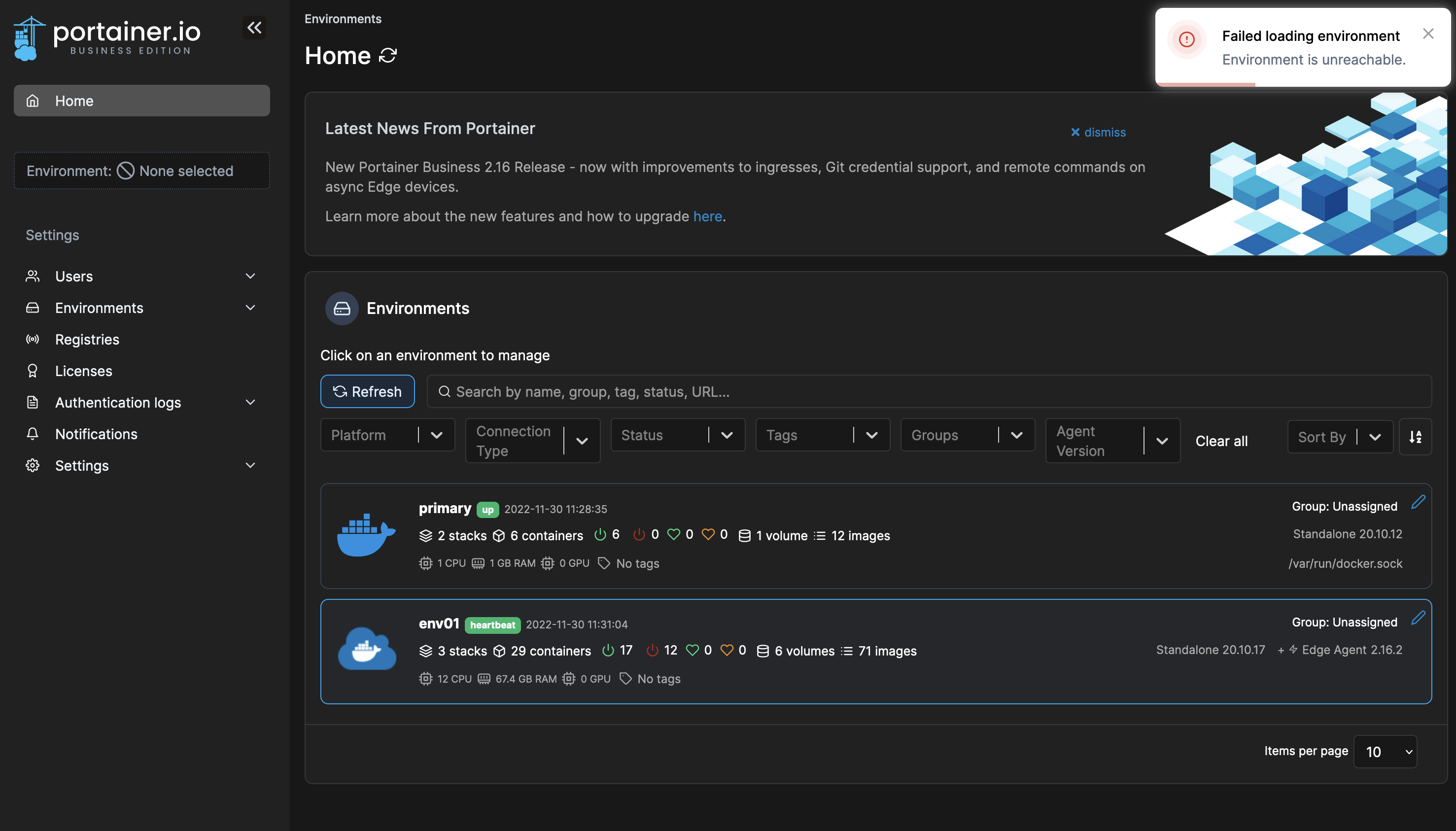 Latest version cannot load environment · Issue #8097 · portainer ...