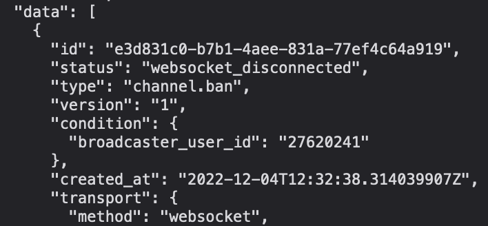Missing Status `websocket Disconnected` In Response And Request For Get Eventsub Subscriptions