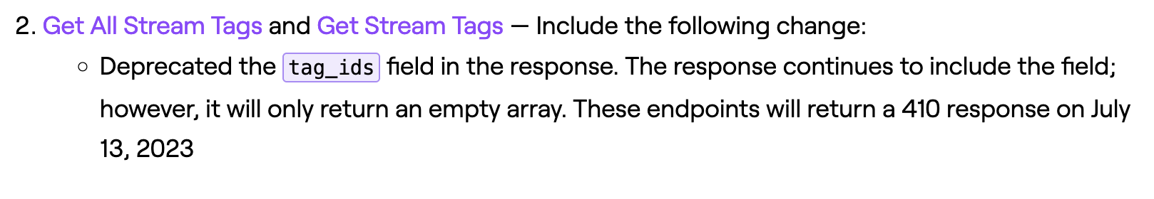 wrong anchor in link for deprecation of tag_ids related Get endpoints · Issue #737 · twitchdev ...