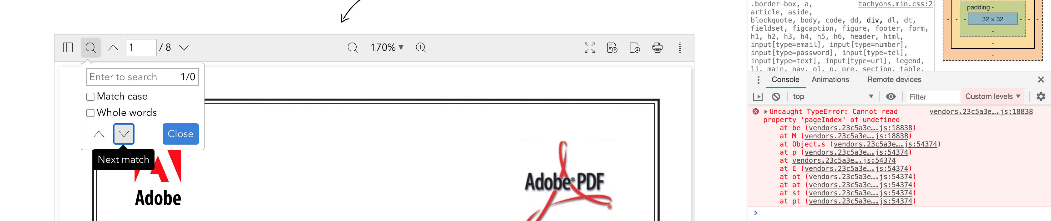 Search popover click next match, trows error. · Issue #266 · react-pdf-viewer/react-pdf-viewer ...