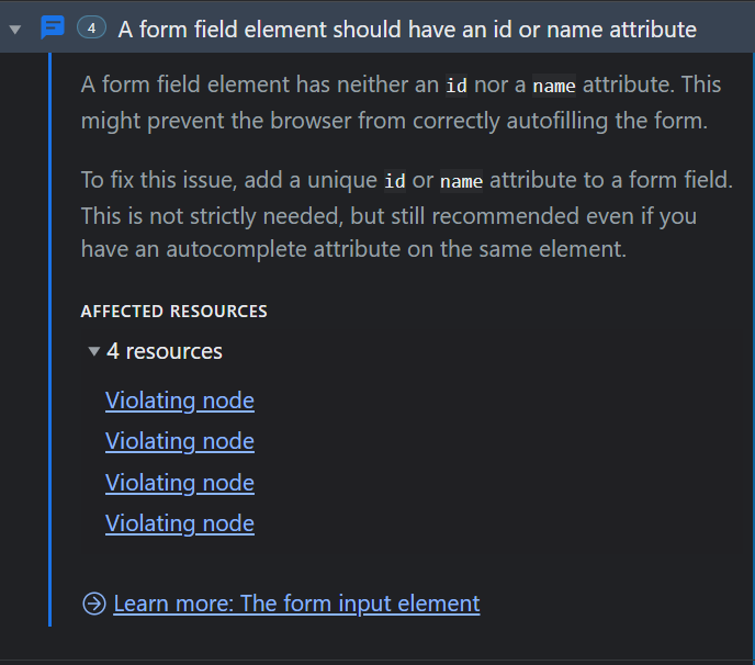 Chrome devtools reports several "issues" with Swal2 · Issue #2624 · sweetalert2/sweetalert2 · GitHub