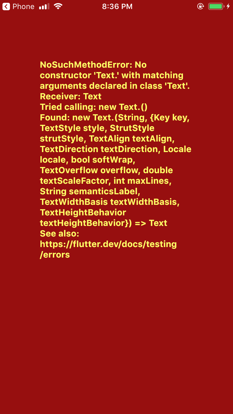 Hot Reload Error No Constructor Text With Matching Arguments