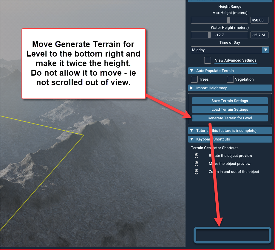 Terrain Generator: Move the Generate Terrain for Level button to the bottom of the UI · Issue ...