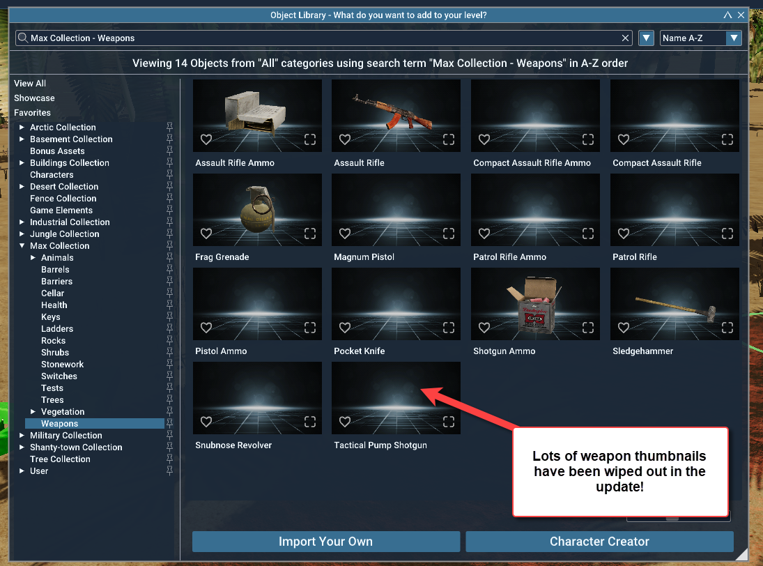 Weapon thumbnails have been wiped out in the update · Issue #1992 · TheGameCreators/GameGuruRepo ...