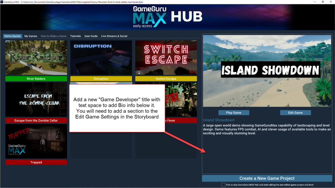 Game Developer extra field to game project data · Issue #2490 · TheGameCreators/GameGuruRepo ...