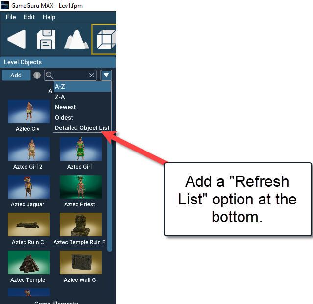 Add A Refresh List Option To The Level Objects Side Window · Issue 2966 · Thegamecreators 7897