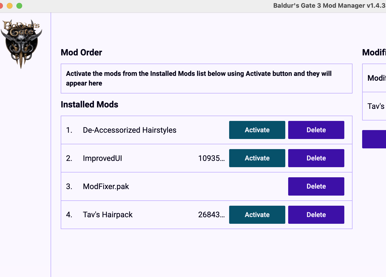 Mods won't get activated · Issue #114 · mkinfrared/baldurs-gate3-mod-manager · GitHub