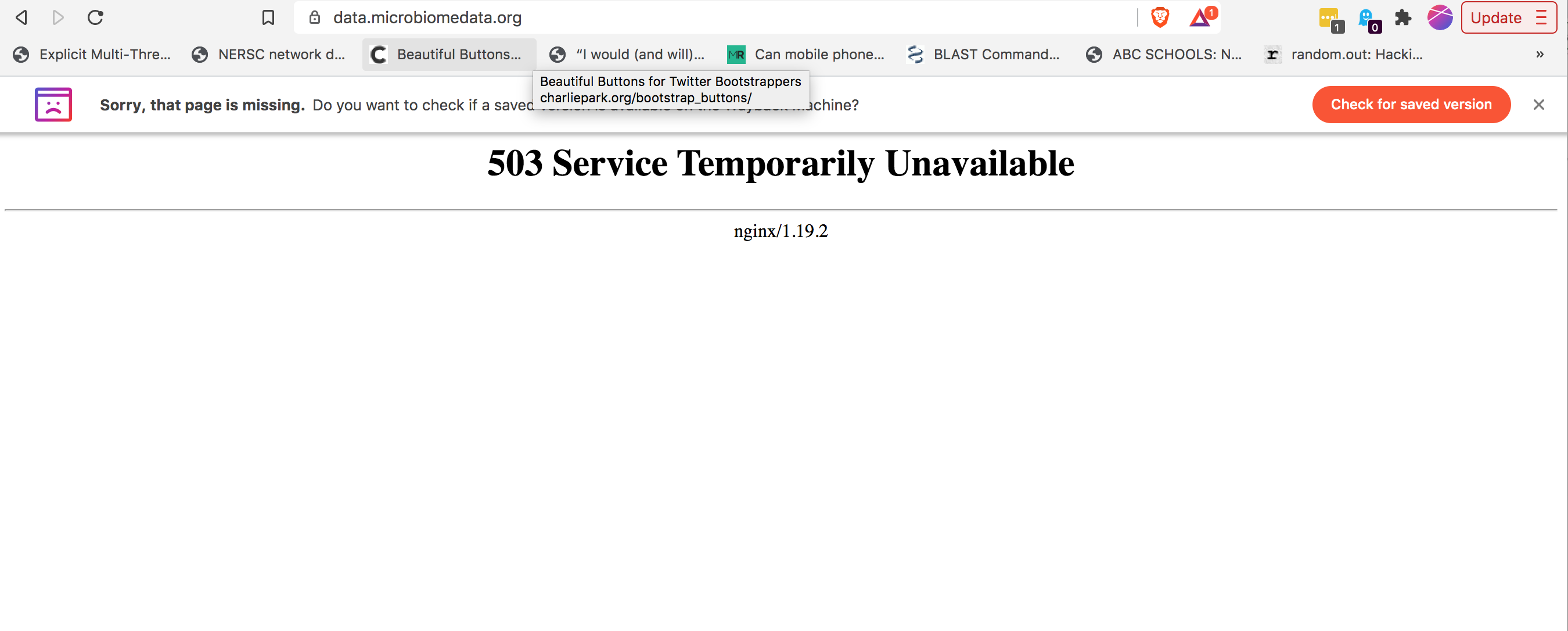 Need a useful page when NERSC is unavailable · Issue #385 · microbiomedata/nmdc-server · GitHub