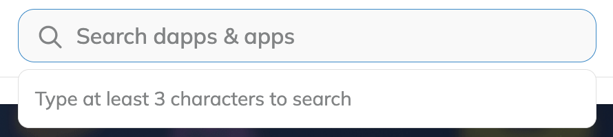 It is possible to search dapps & apps for less than 3 characters ...