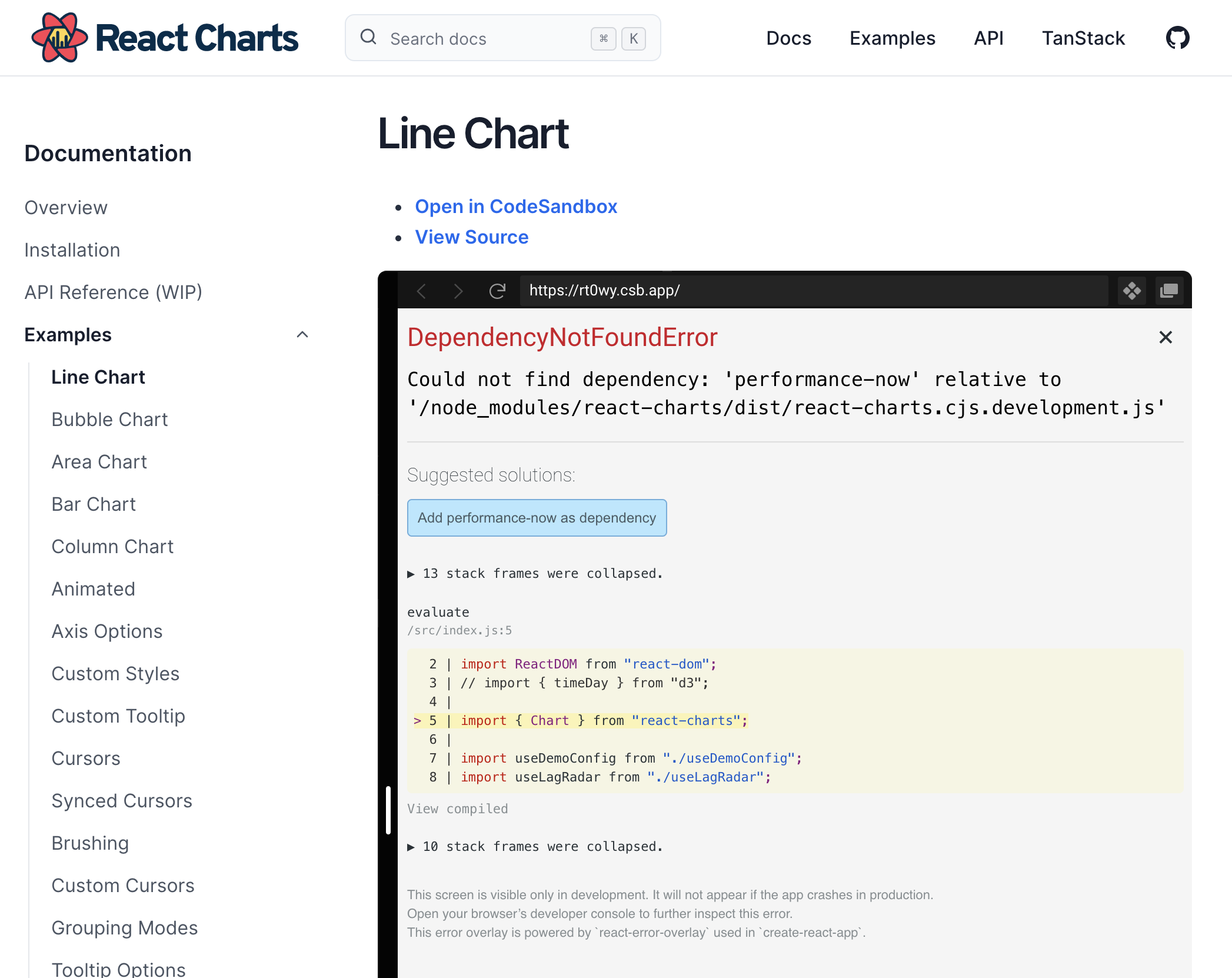 All of the examples are broke · Issue #187 · TanStack/react-charts · GitHub