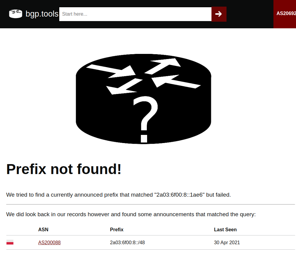 IPv6 address search not yielding correct prefixes · Issue #57 · bgptools/issues · GitHub