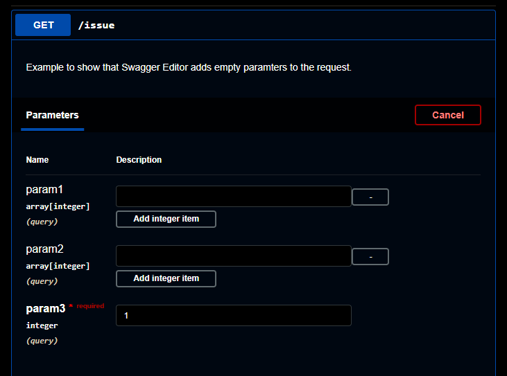 Empty Parameter Should Be Missing From Request · Issue 2483 · Swagger