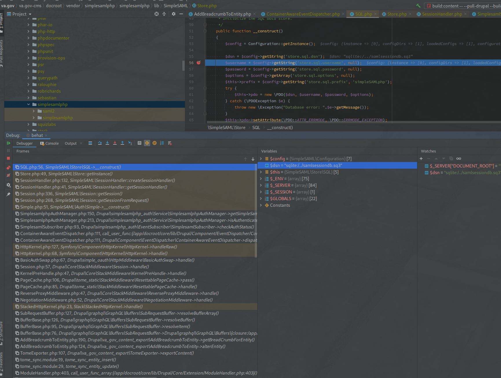 Database error: SQLSTATE[HY000] [14] unable to open database file ...