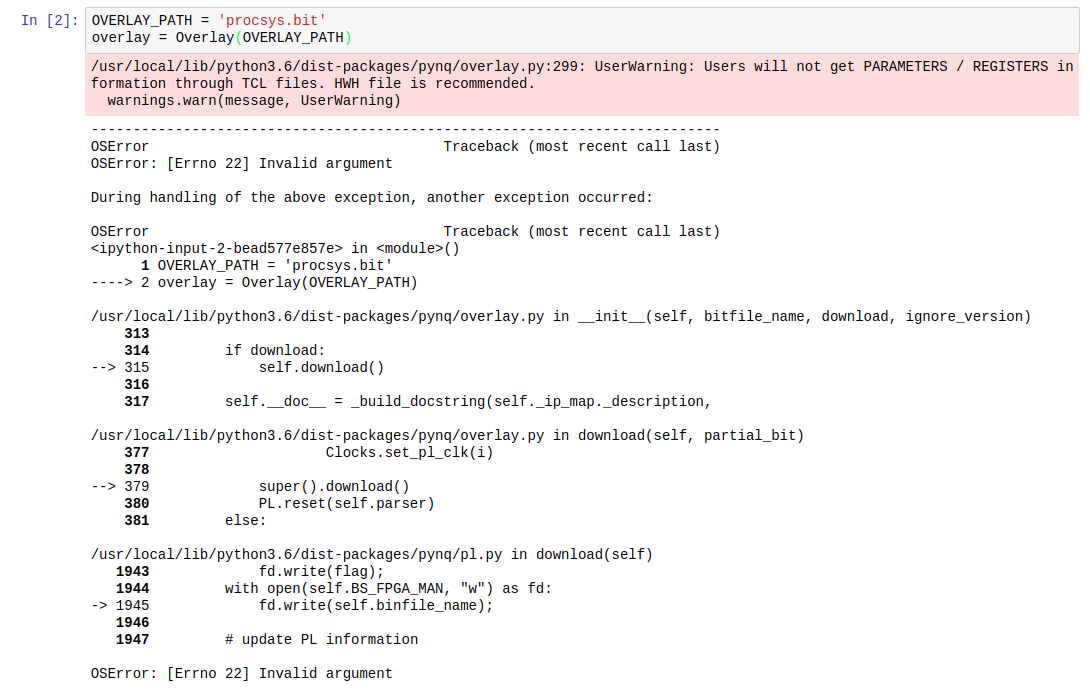 Fpgamanager Fpga0 Error While Writing Bin Data To Fpga With Ultra96