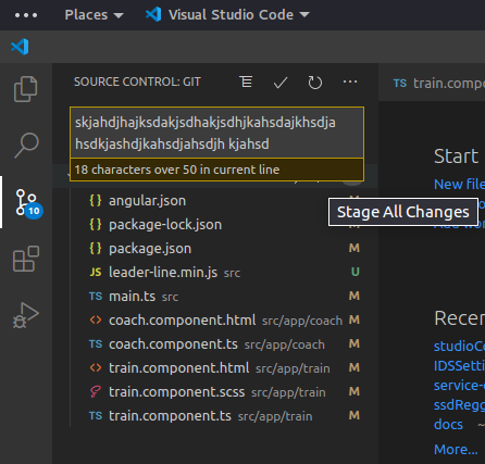 Git controls are not visible when there is warning about exceeding ...