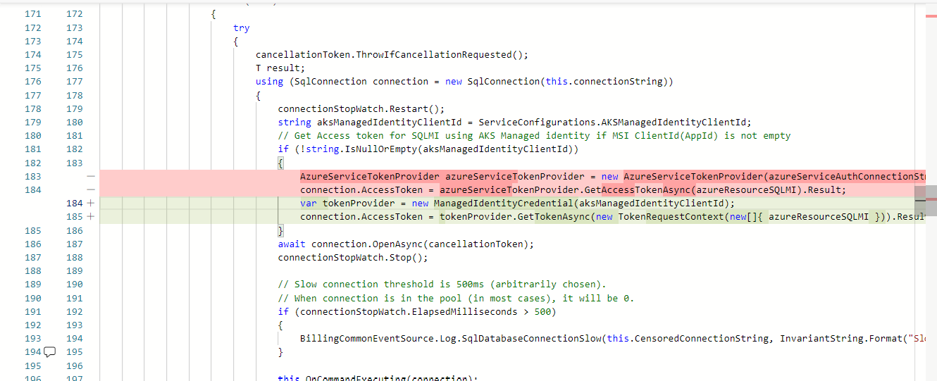 SqlConnection object is getting deprecated very shorty when Msal access token is used instead of ...